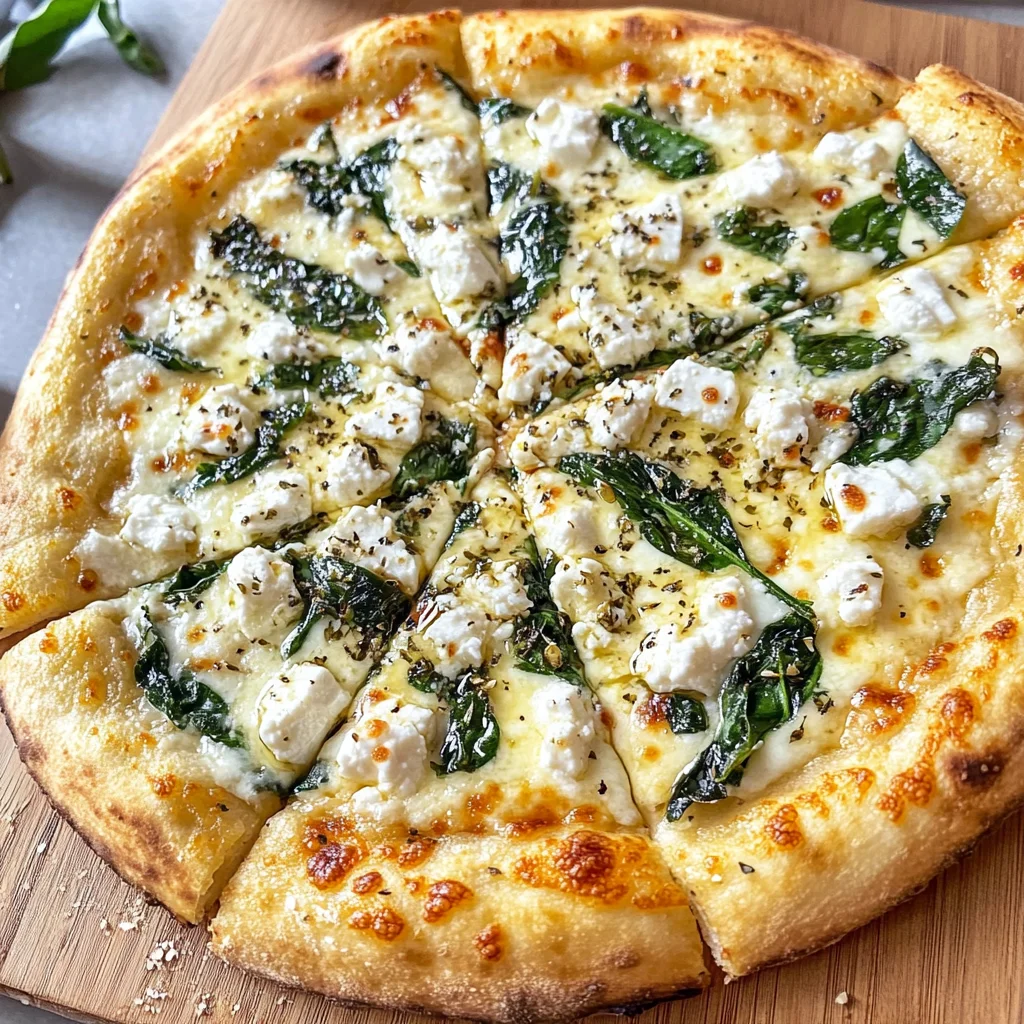 Greek Roasted Garlic Spinach White Pizza
